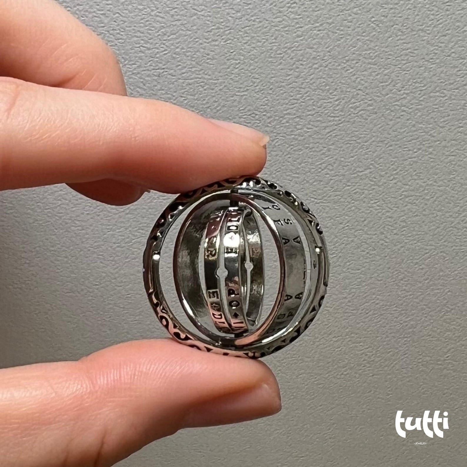 Astronomical Sphere Ring, Stainless Steel Fidget Ring, Horoscope Ball ...
