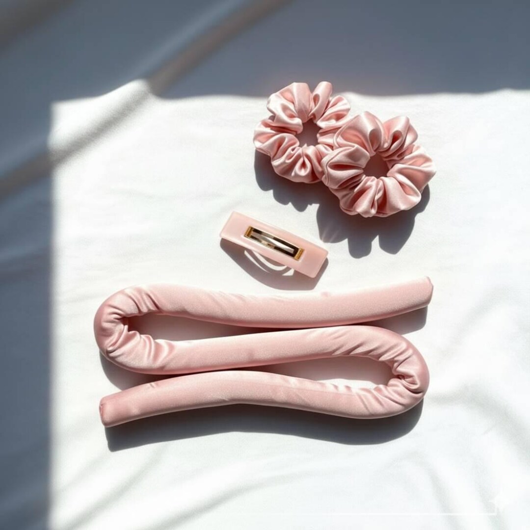 Silk Pink Heatless Hair Curler Set | 100% Mulberry Silk Curling Rod ...