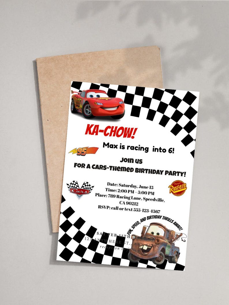 Lightning Mcqueen Birthday Invitation – Printable Kids Party Invite - Etsy
