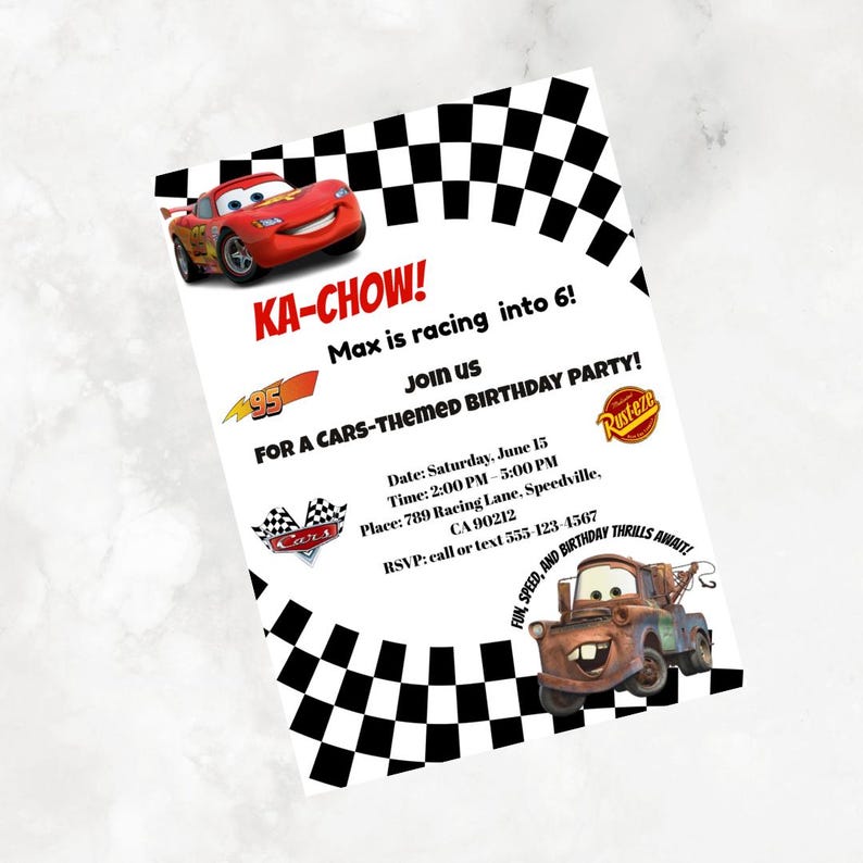 Lightning Mcqueen Birthday Invitation – Printable Kids Party Invite - Etsy