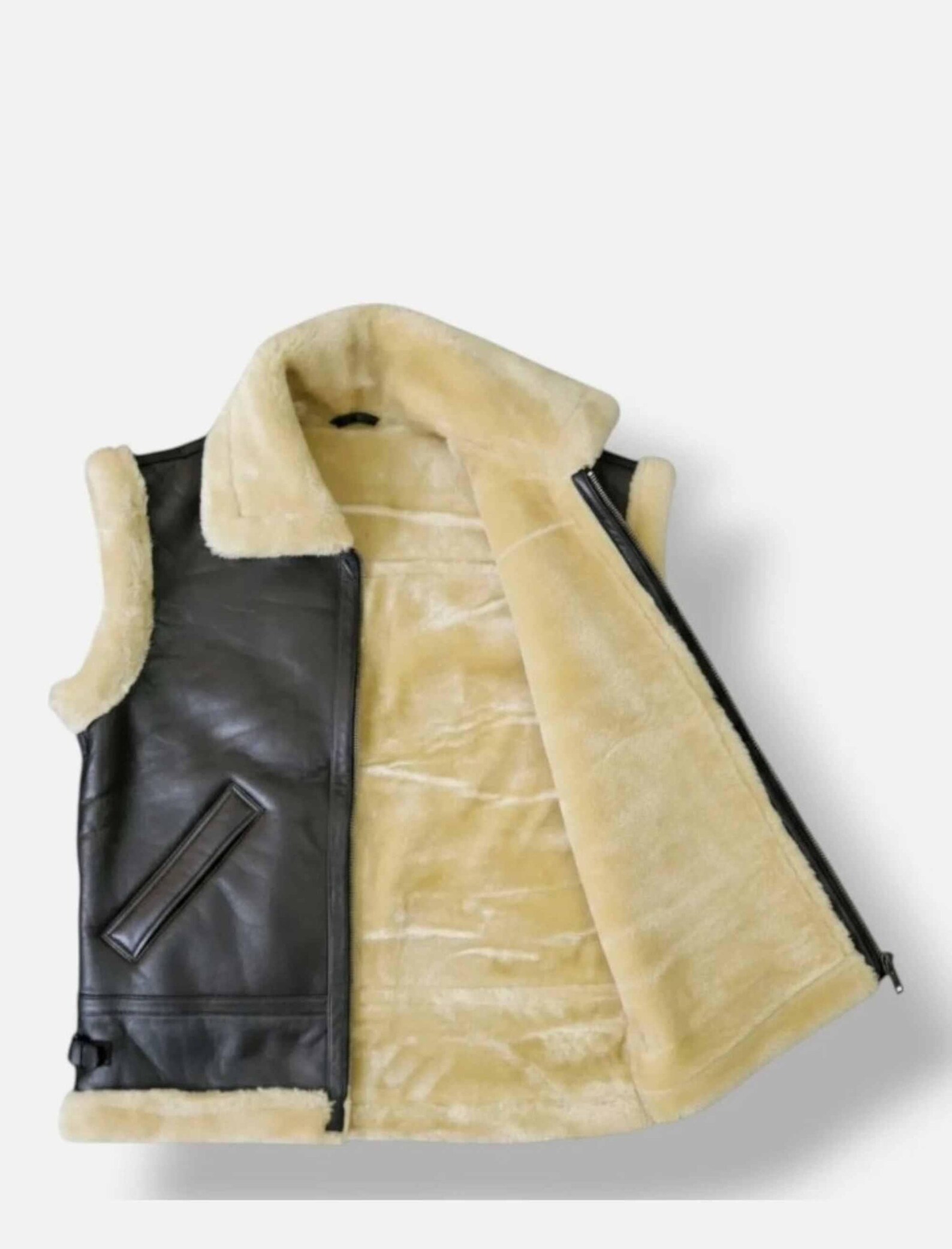 B3 Shearling Vest | Men's Aviator Sheepskin Leather Waistcoat | Brown ...