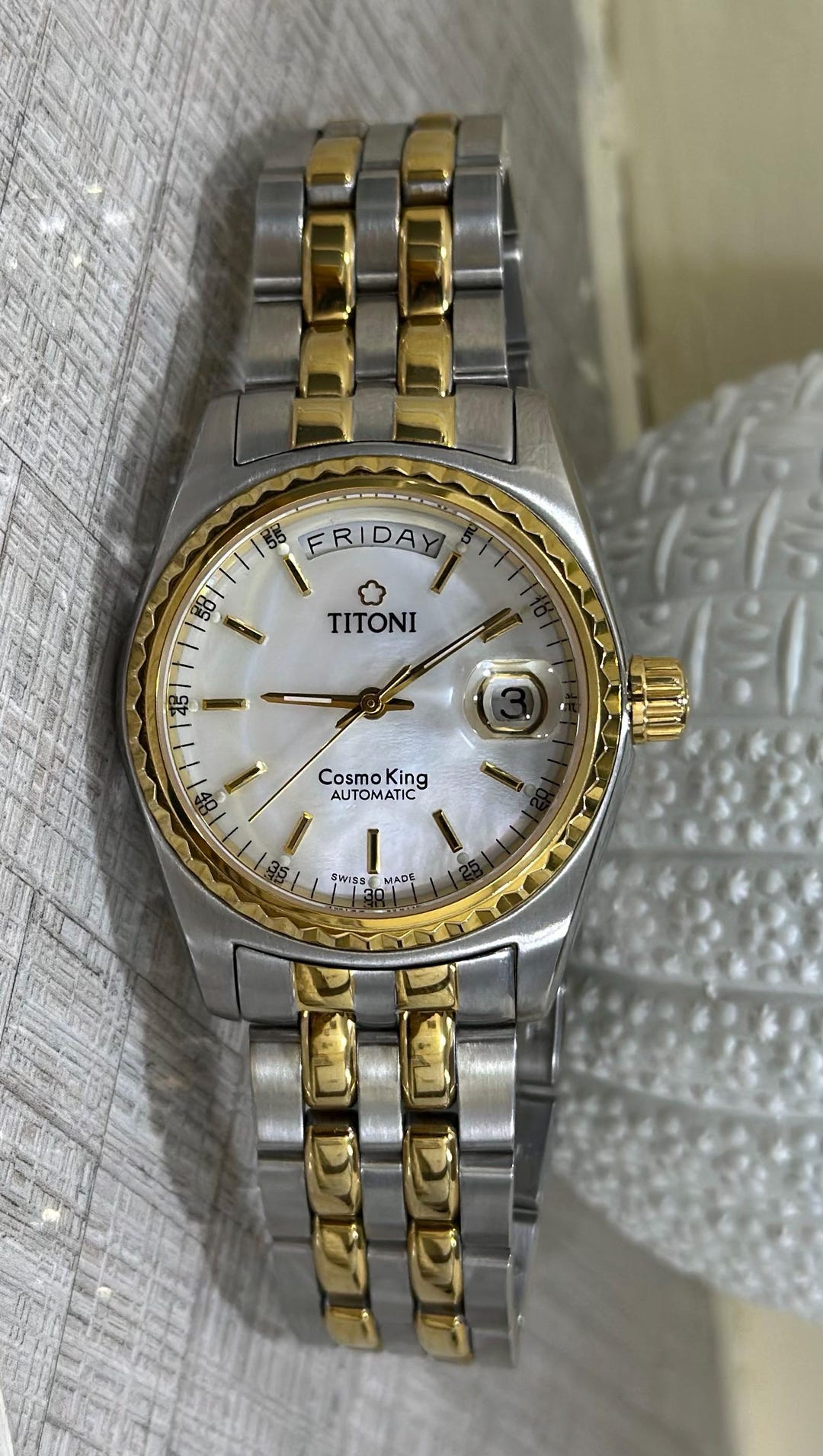 Titoni Cosmo King Swiss Made Two Tone Automatic Mens Watch 787 SY-310 ...