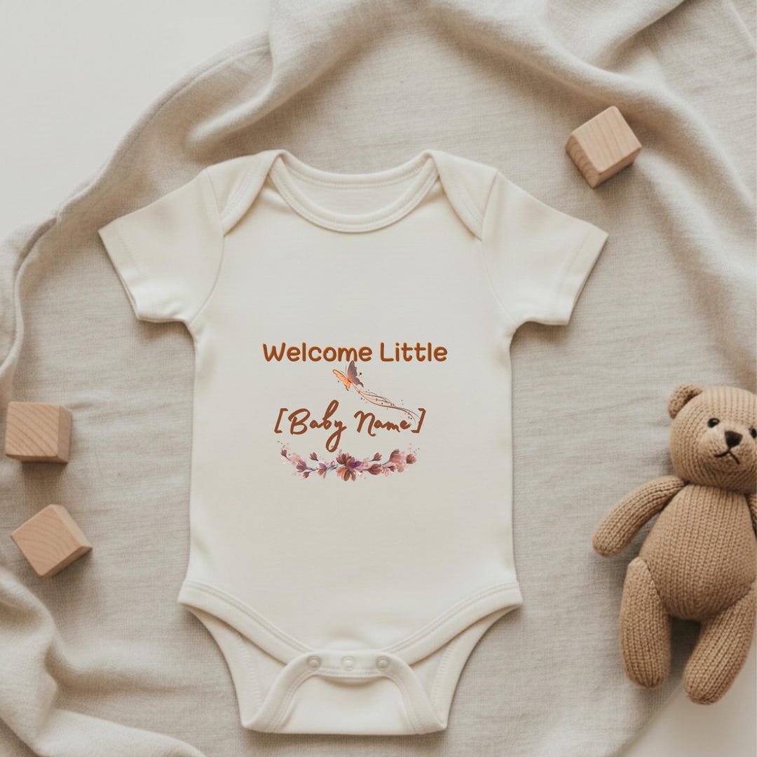 Welcome Little Baby Name Onesie – Soft Neutral Gift - Etsy
