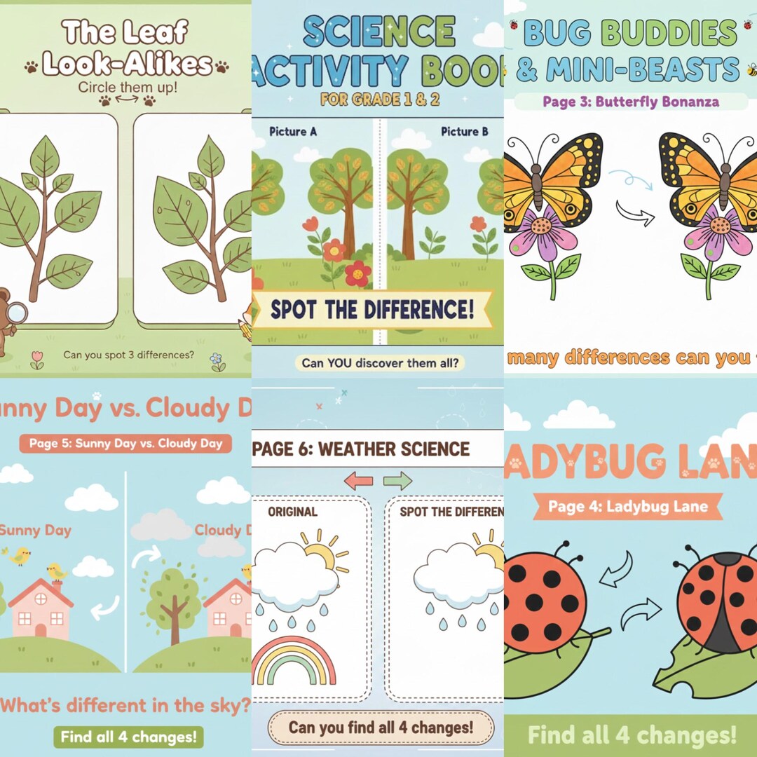 Spot the Difference Science Kid Activity - Etsy