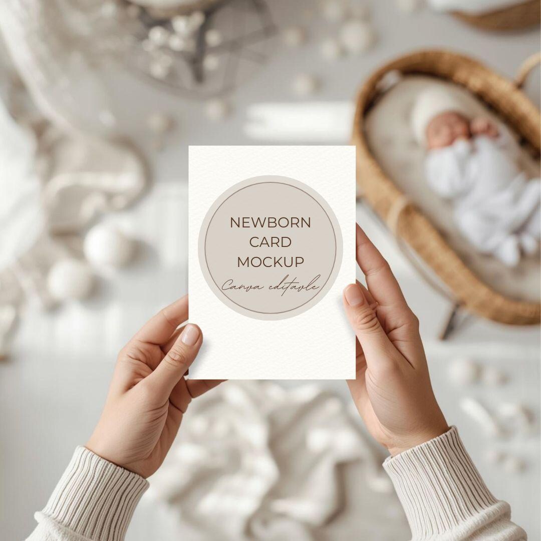 Baby Announcement Card Mockup Newborn Baby Shower Baptism Digital ...