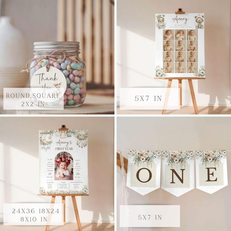 Boho Birthday Template Digital Download Editable Invitation First Party ...