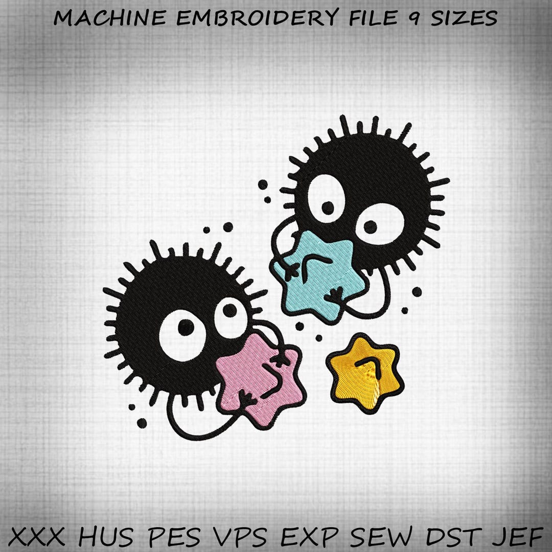 Soot Sprite Embroidery Design, Kawaii Anime Machine Embroidery File ...