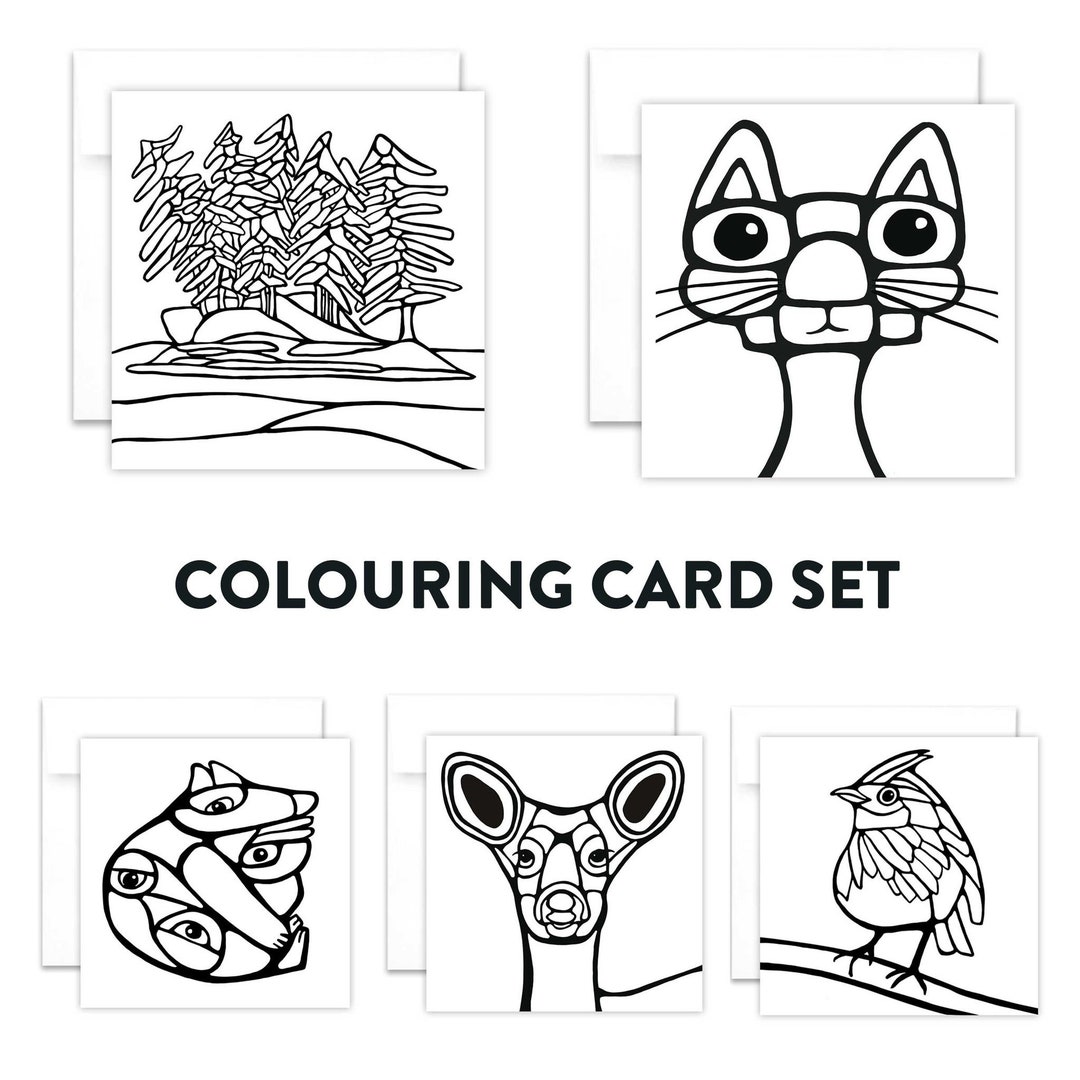 Colouring Cards - Pack of 5 Greeting Cards - Etsy