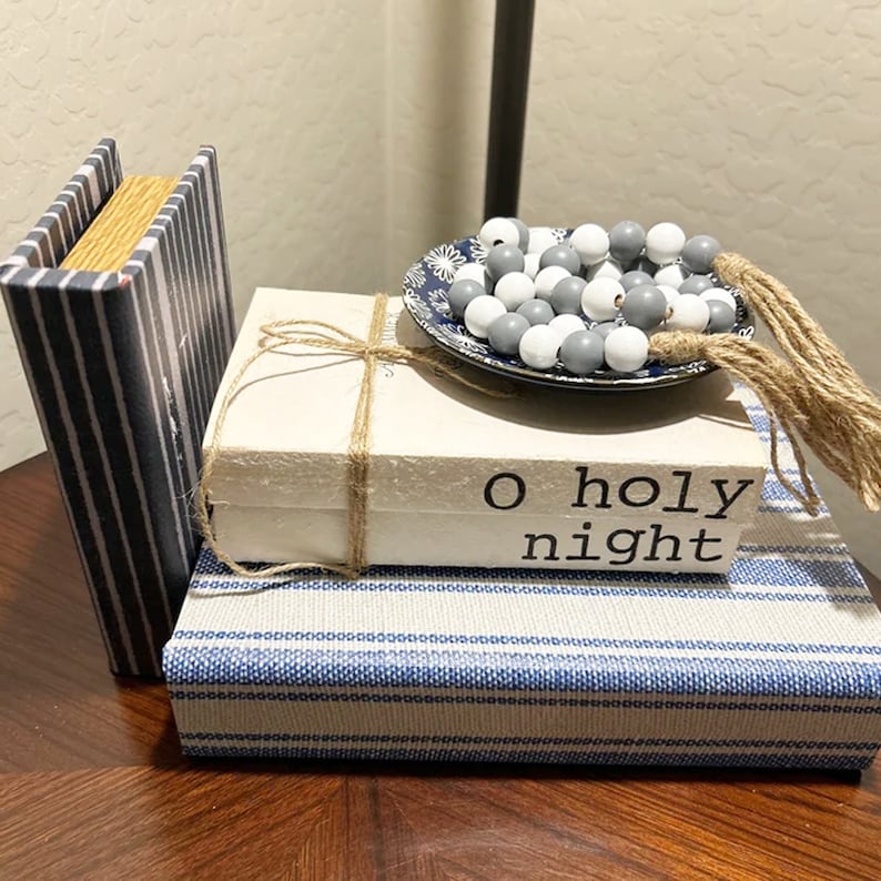 Christmas Book Decor Stamped Books Stacked Books Decor - Etsy