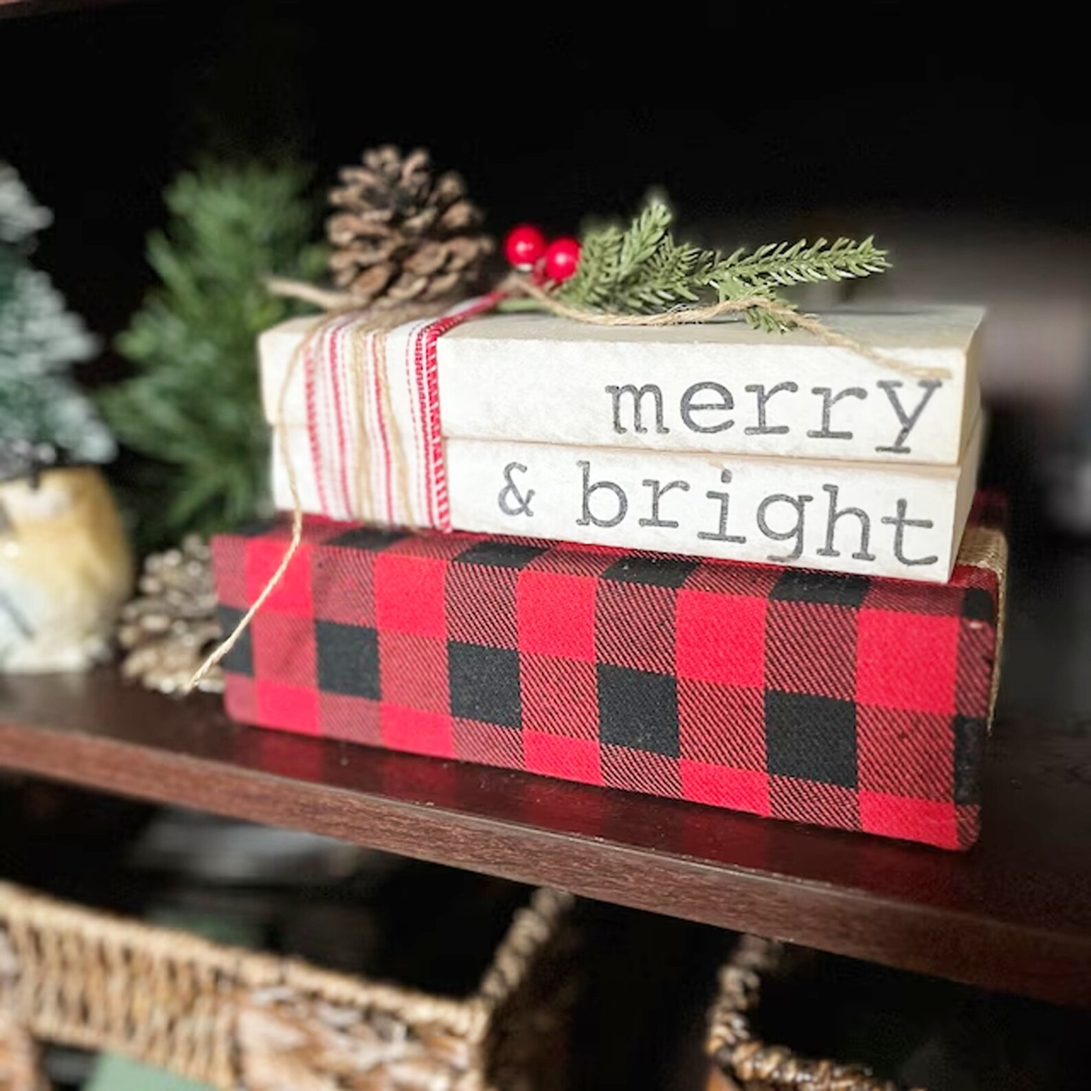 Christmas Book Decor Stamped Books Stacked Books Decor - Etsy