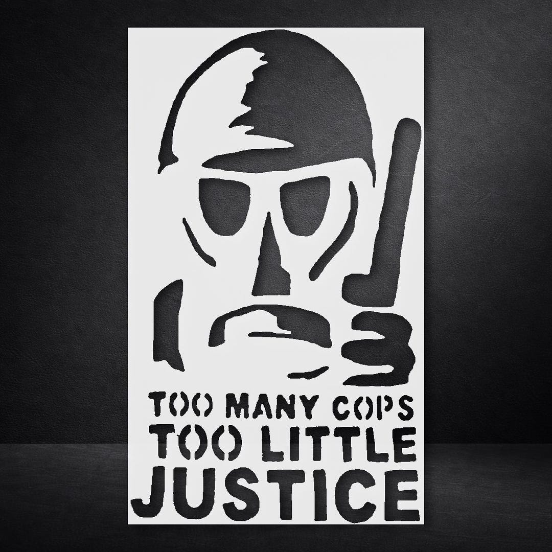 Masked Figure Protest Stencil With Justice Text for Creative Art ...