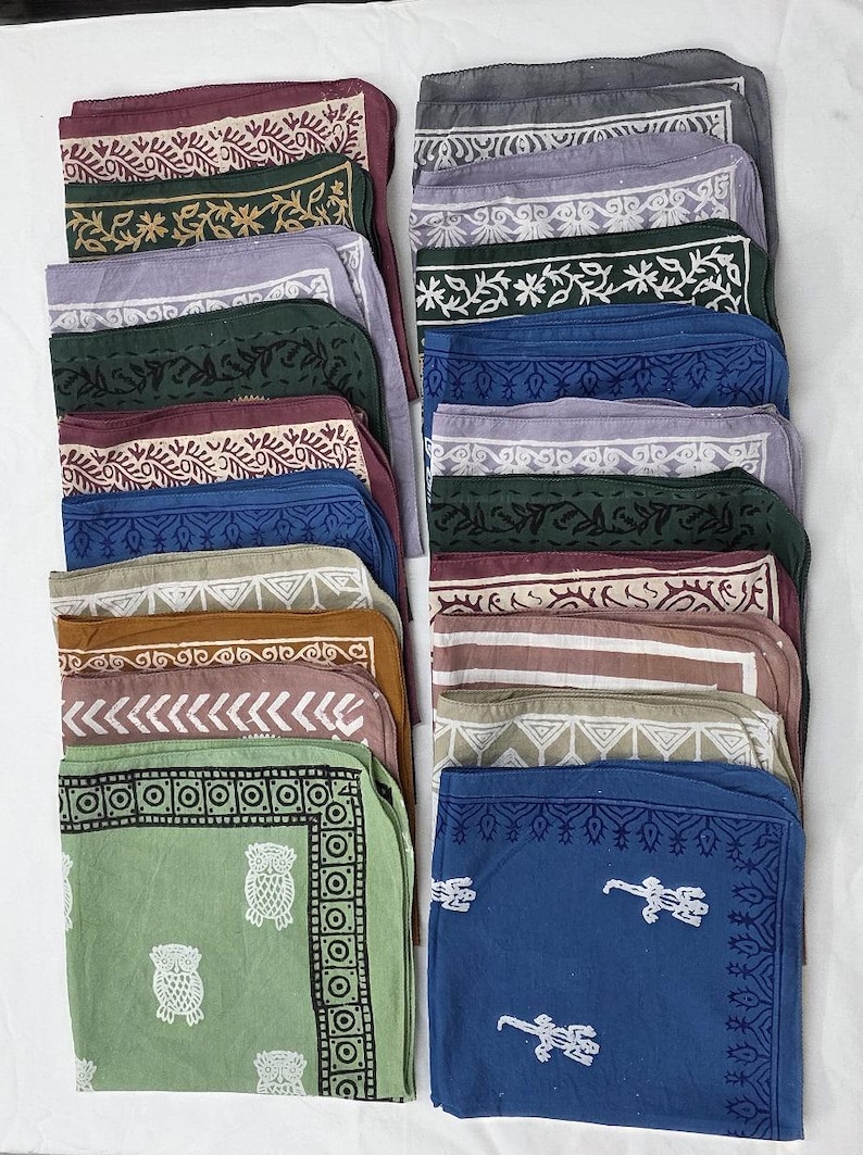 Hand Block Printed Cotton Bandana Handmade Indian Bandanas - Etsy