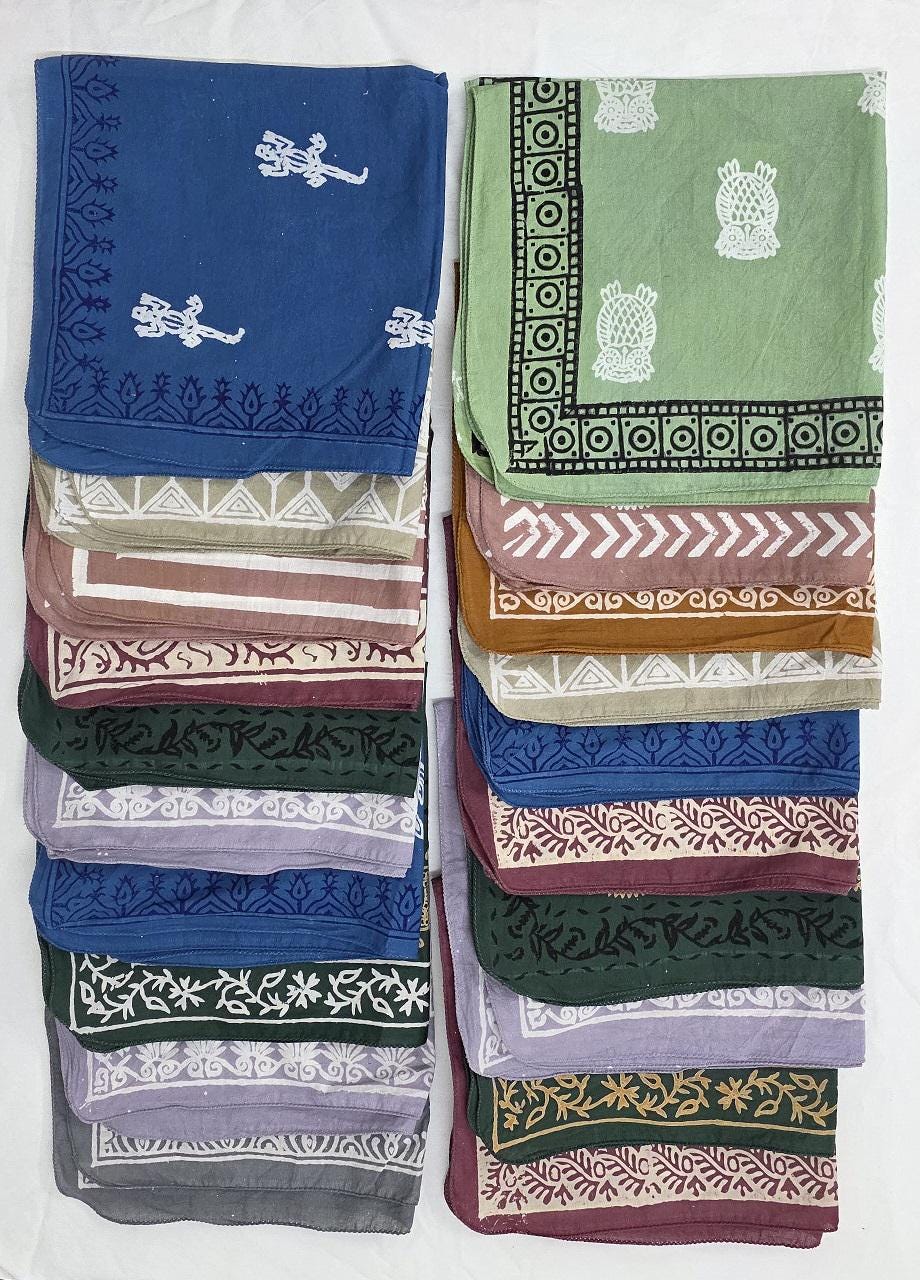 Hand Block Printed Cotton Bandana Handmade Indian Bandanas - Etsy
