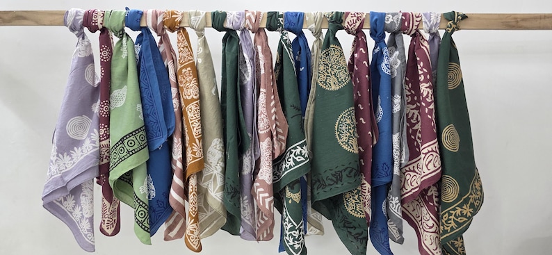 Hand Block Printed Cotton Bandana Handmade Indian Bandanas - Etsy