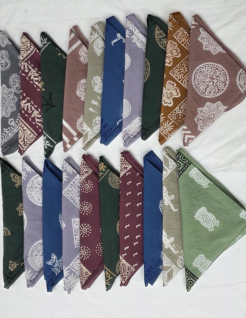 Hand Block Printed Cotton Bandana Handmade Indian Bandanas - Etsy