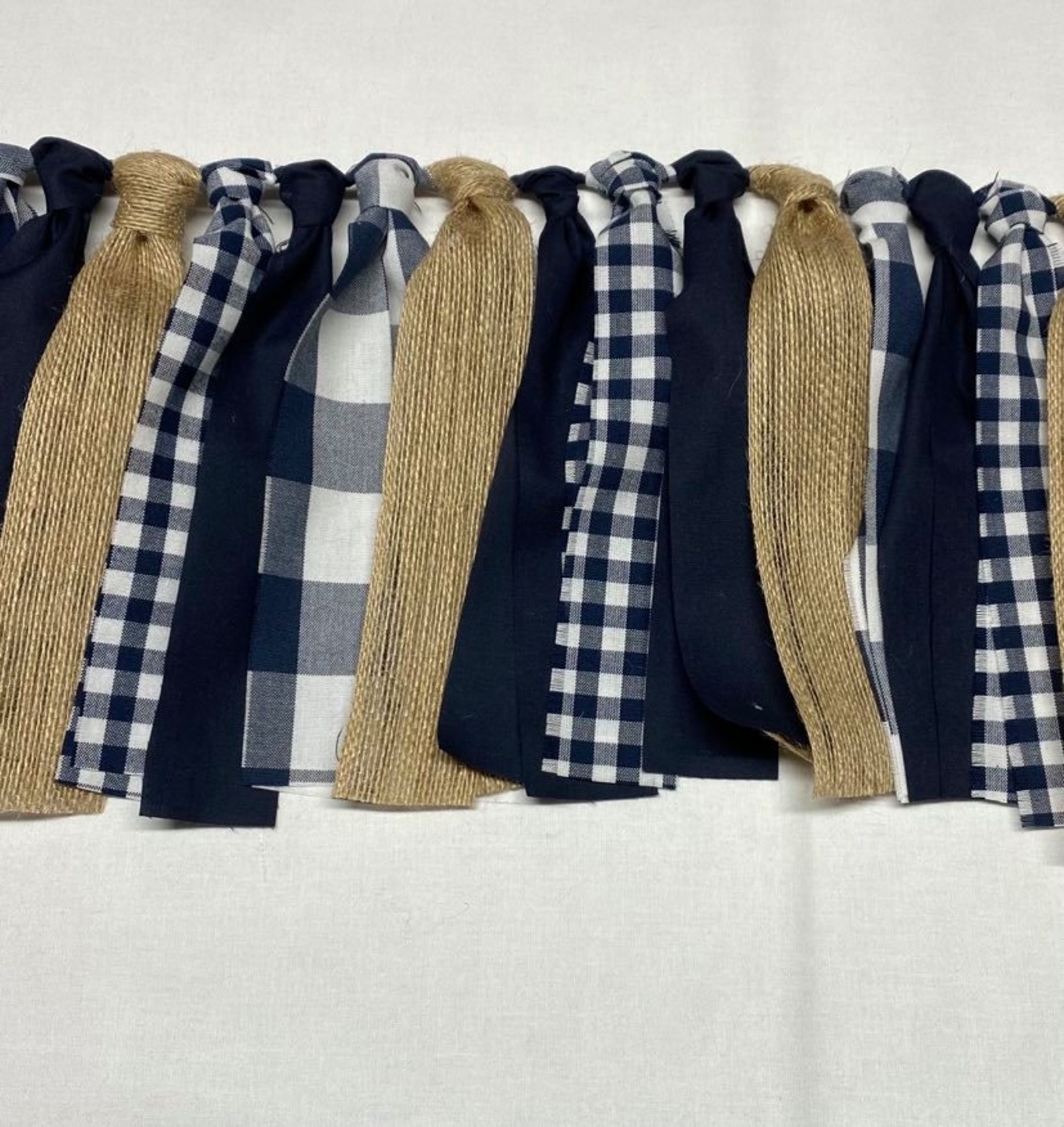 NAVY BLUE and WHITE Buffalo Plaid Rag Banner Fabric Garland - Etsy
