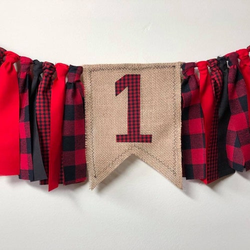 Lumberjack First Birthday Photo Banner /buffalo Plaid Monthly - Etsy