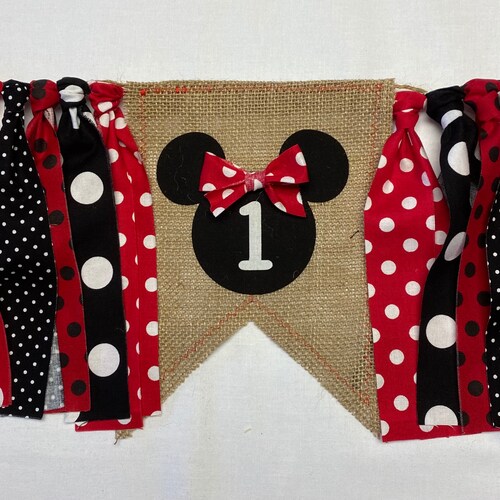 Minnie Mouse Inspired Birthday Banner Black White Red - Etsy
