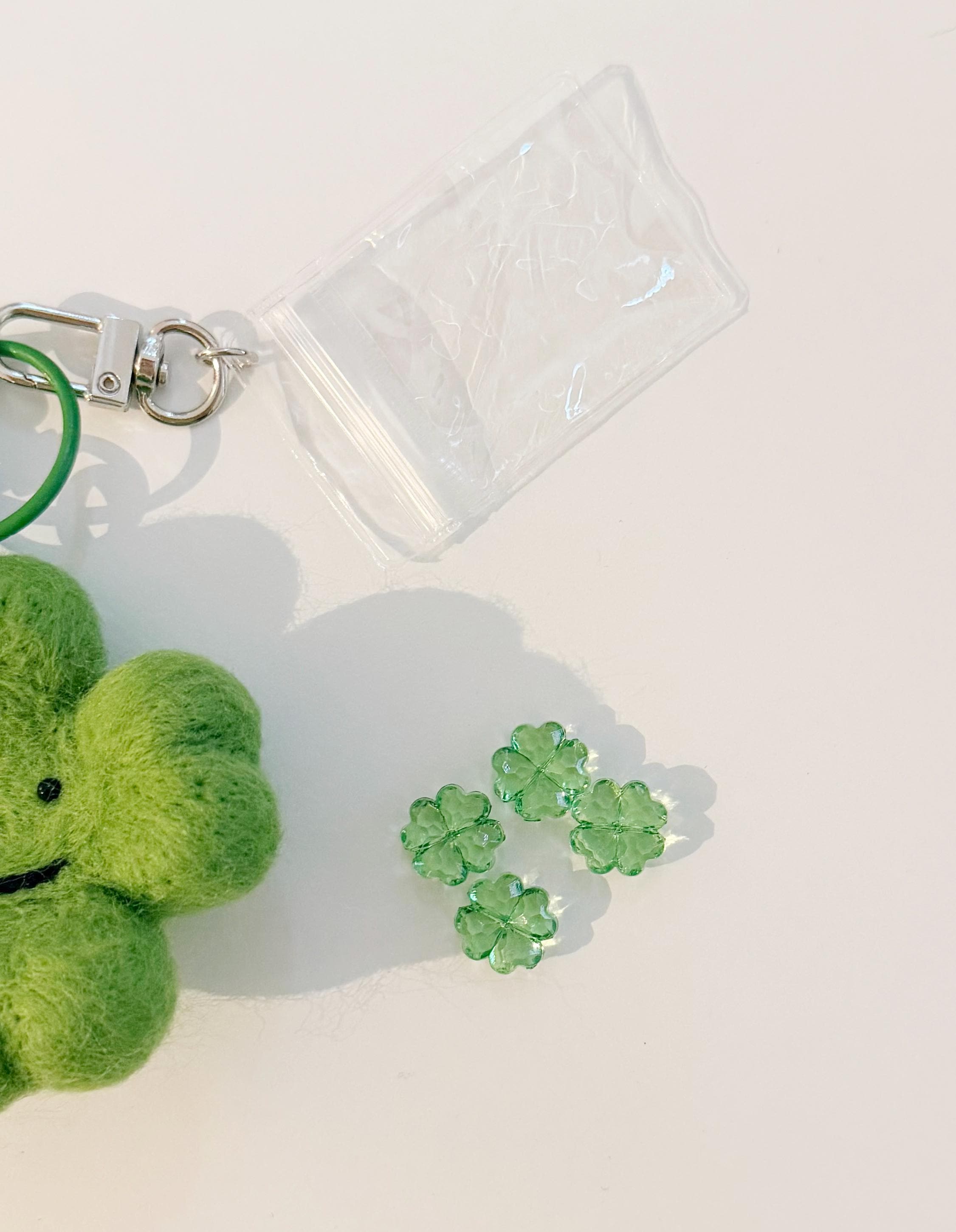 Handmade Felted Four-leaf Clover Keychain | Lucky Charm | Pvc Pouch ...