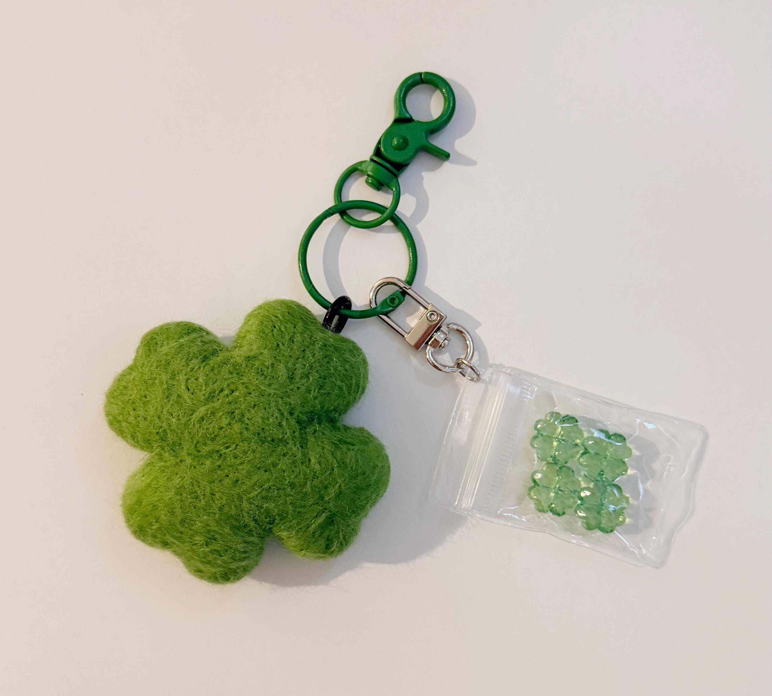 Handmade Felted Four-leaf Clover Keychain | Lucky Charm | Pvc Pouch ...