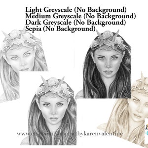 Nerissa Greyscale Coloring Page, Mermaid, Mermay, Instant Download, PDF, Portrait, Adult ...