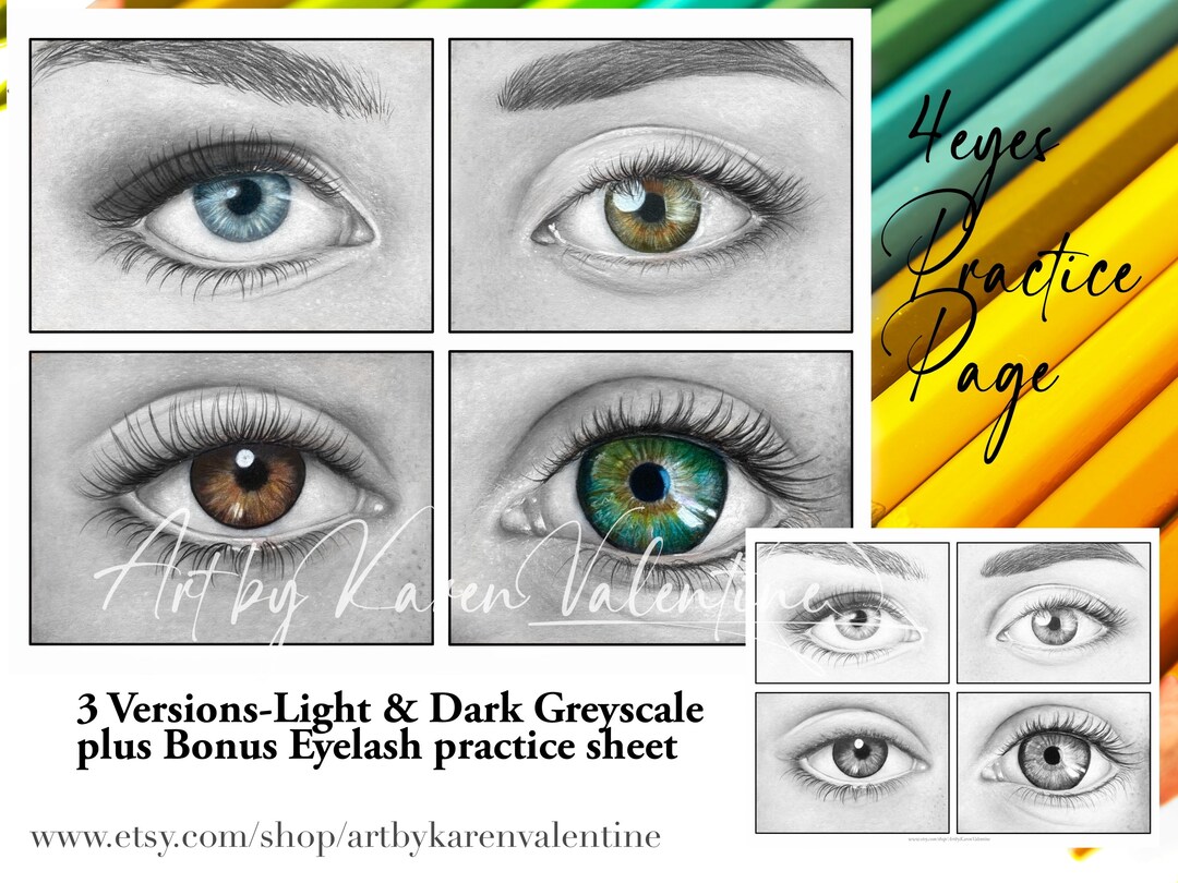 4 Eyes Greyscale Coloring Page, Premium Adult Colouring (PDF) - Etsy
