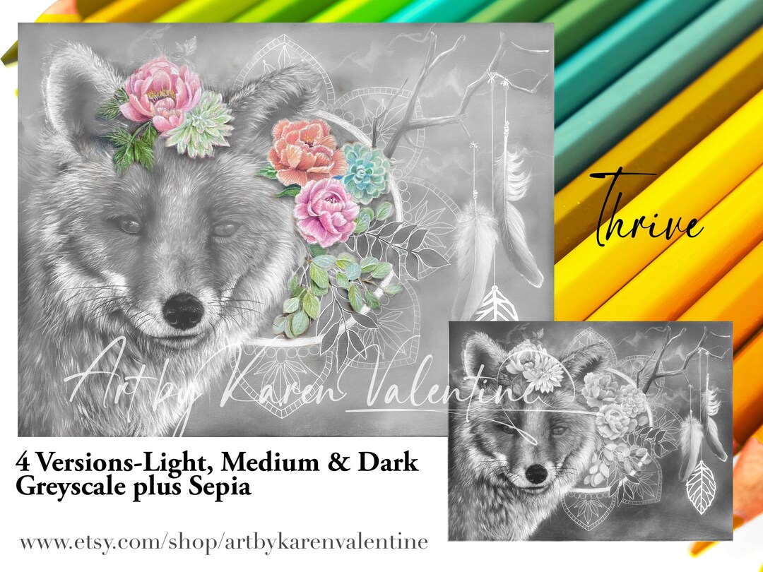 Thrive Premium Greyscale Coloring Page, Digital Download Printable ...