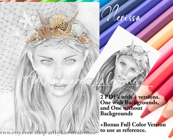 Olivia& Ruby Greyscale Coloring Page Instant Download PDF - Etsy