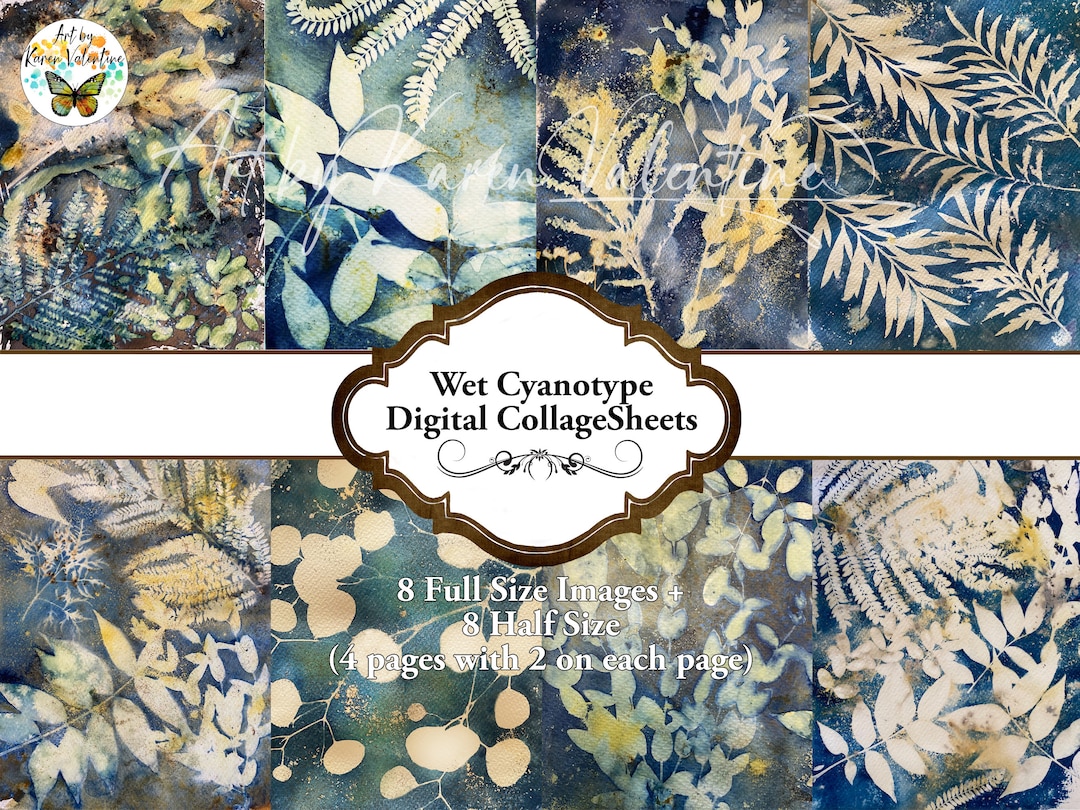 Wet Cyanotype Collage Papers for Mixed Media, Art Journals Etc. - Etsy