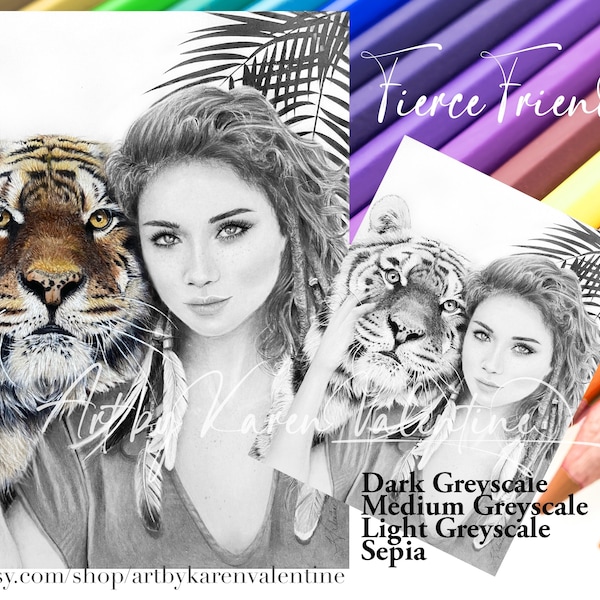 Greyscale Portrait Coloring Pages - Etsy