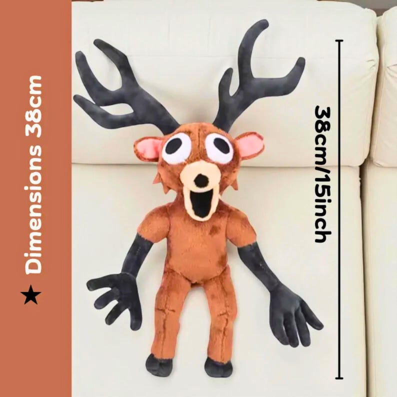 Creepy Deer Plush Toy, Horror Cartoon Plushie, Monster Soft Stuffed ...