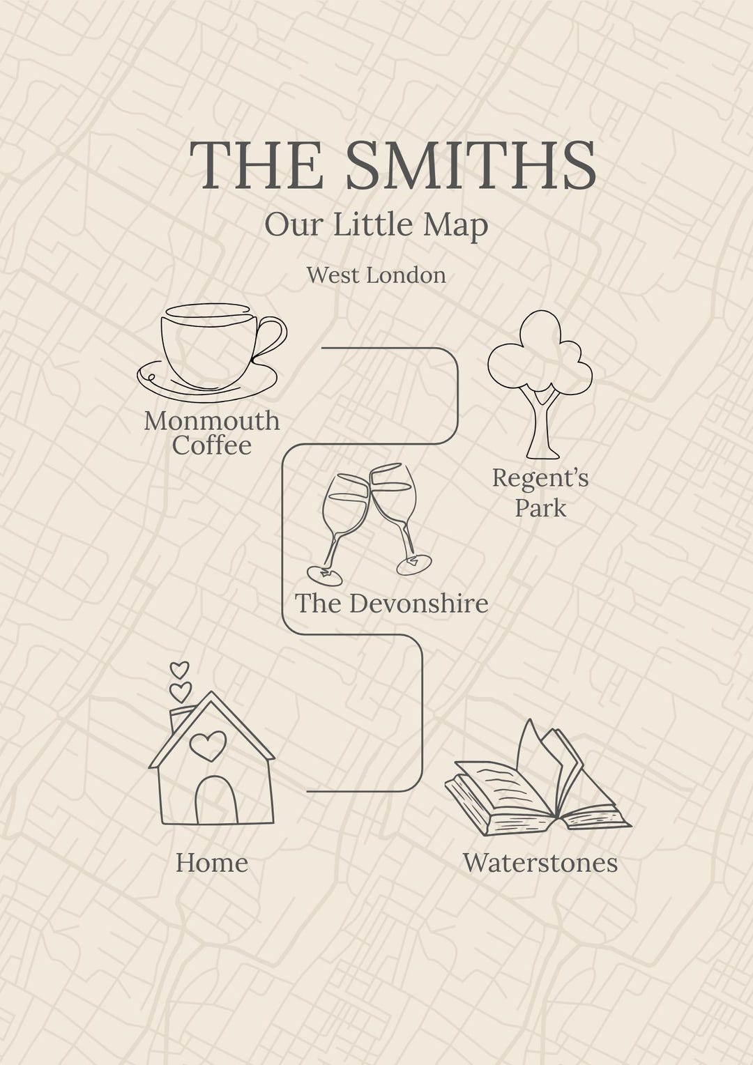 Custom Neighbourhood Map Print | Personalised Map of Favourite Local ...