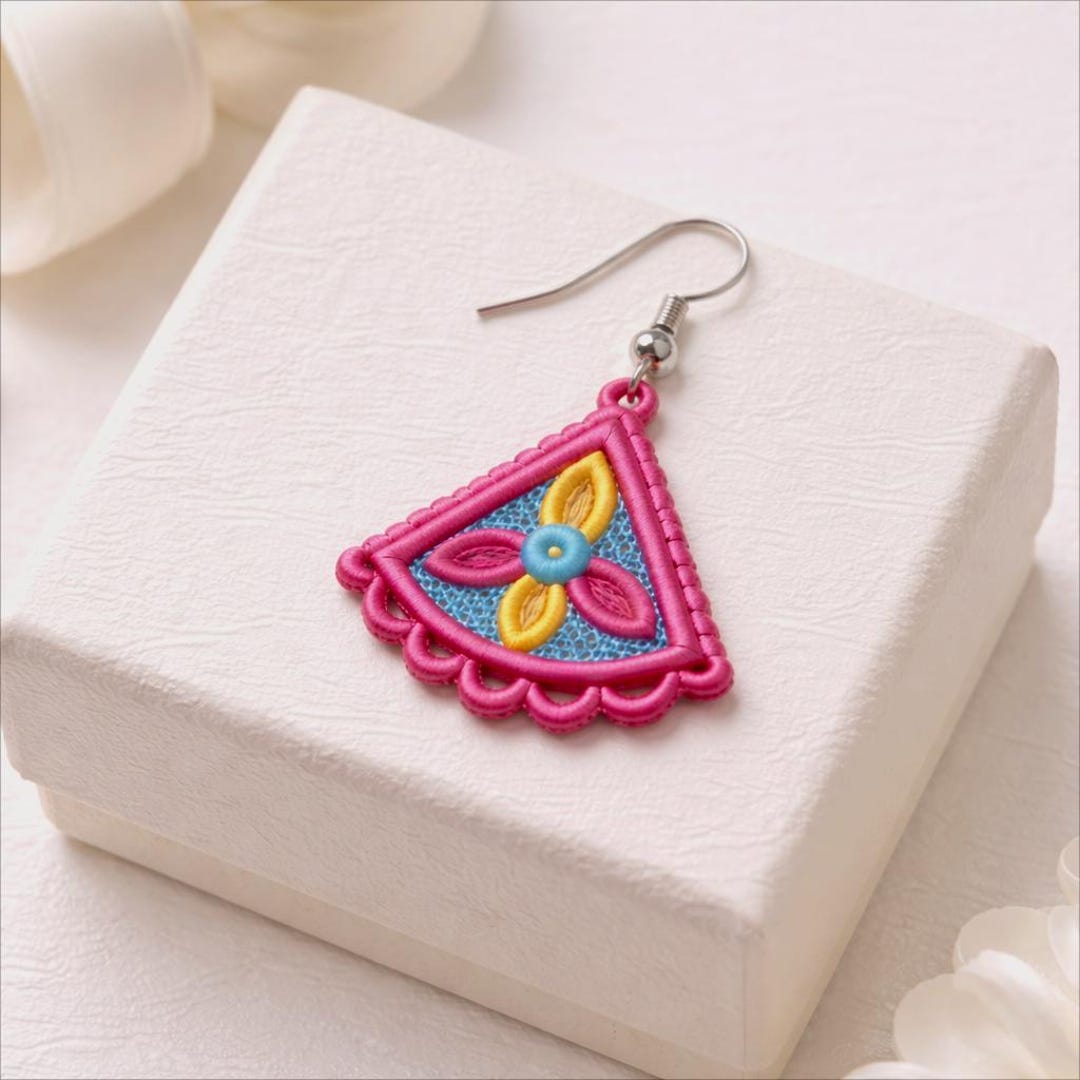 FSL Earrings. Flower Embroidery Earring. Machine Embroidery Design ...