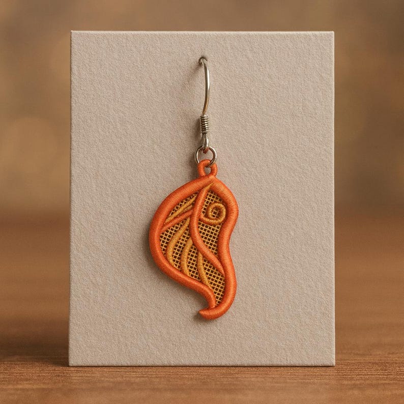 FSL Embroidery Earring. Machine Embroidery Design. Leaf Lace Earring ...