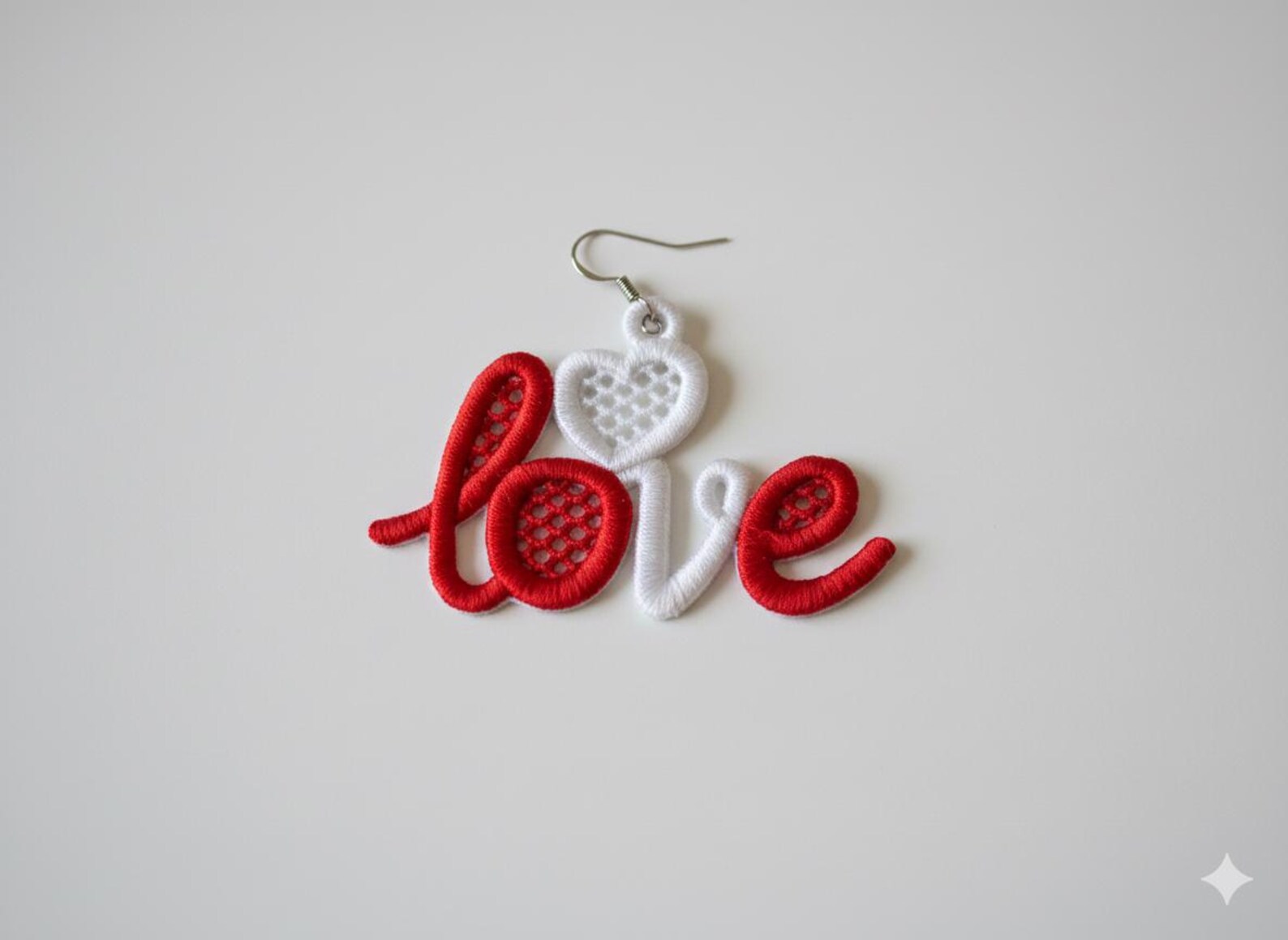 LOVE FSL Earrings, Valentine's Day Lace Earring, Machine Embroidery ...