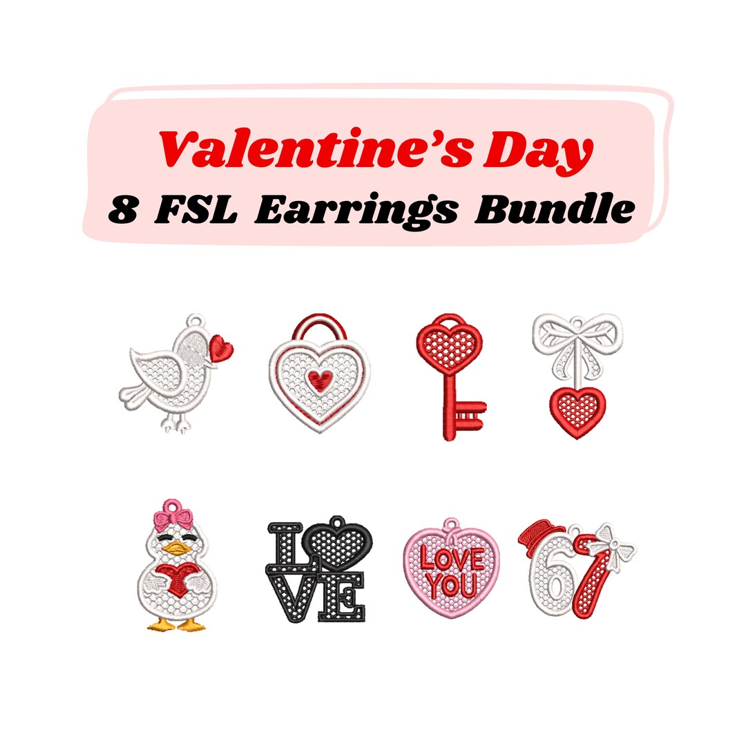 Valentine’s Day 8 FSL Earrings Bundle. Free Standing Lace Earrings ...