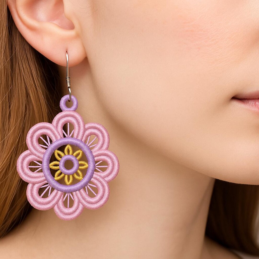 FSL Earring. Floral Embroidery Earring. Machine Embroidery Design. Free ...