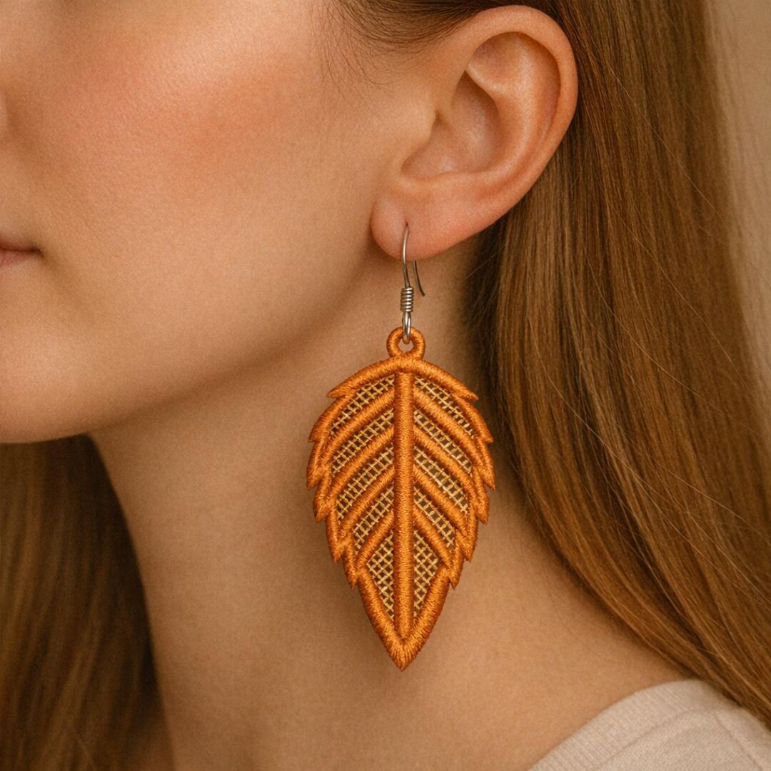 FSL Embroidery Earring. Machine Embroidery Design. Leaf Lace Earring ...