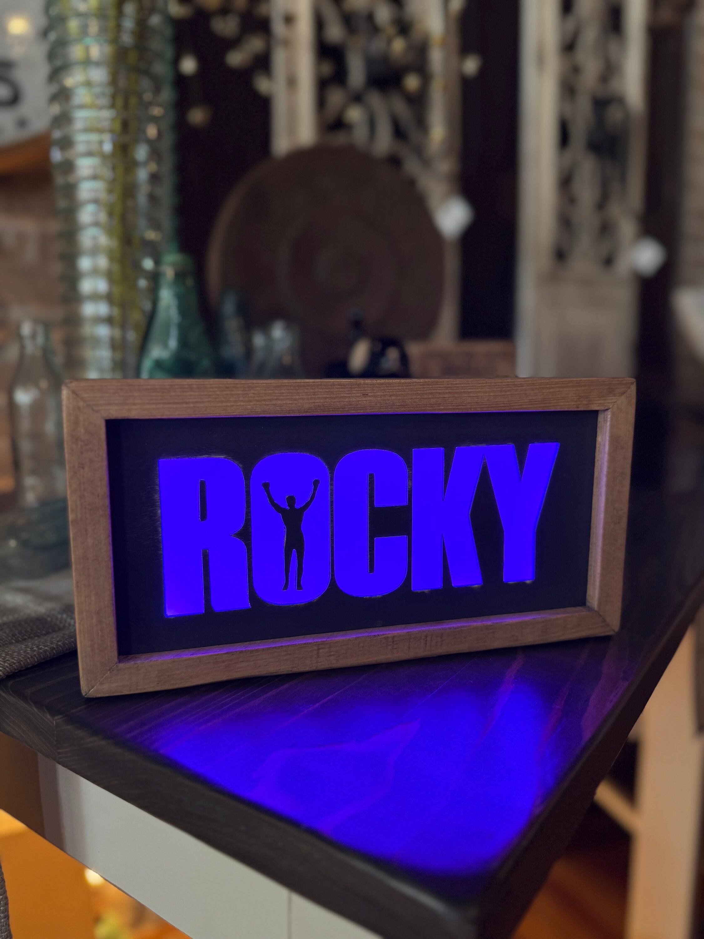 70s 80s Movie Sign Rocky,led Light Box, Gift for Him, Man Cave, Gym ...