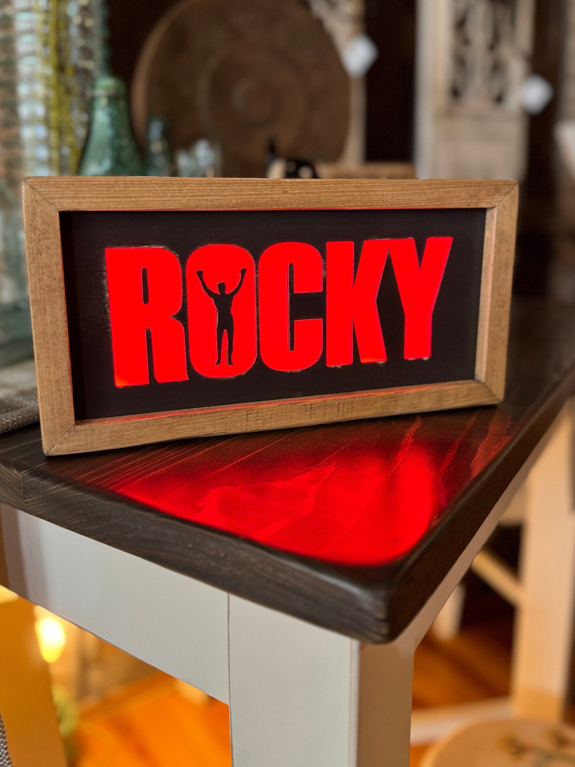 70s 80s Movie Sign Rocky,led Light Box, Gift for Him, Man Cave, Gym ...