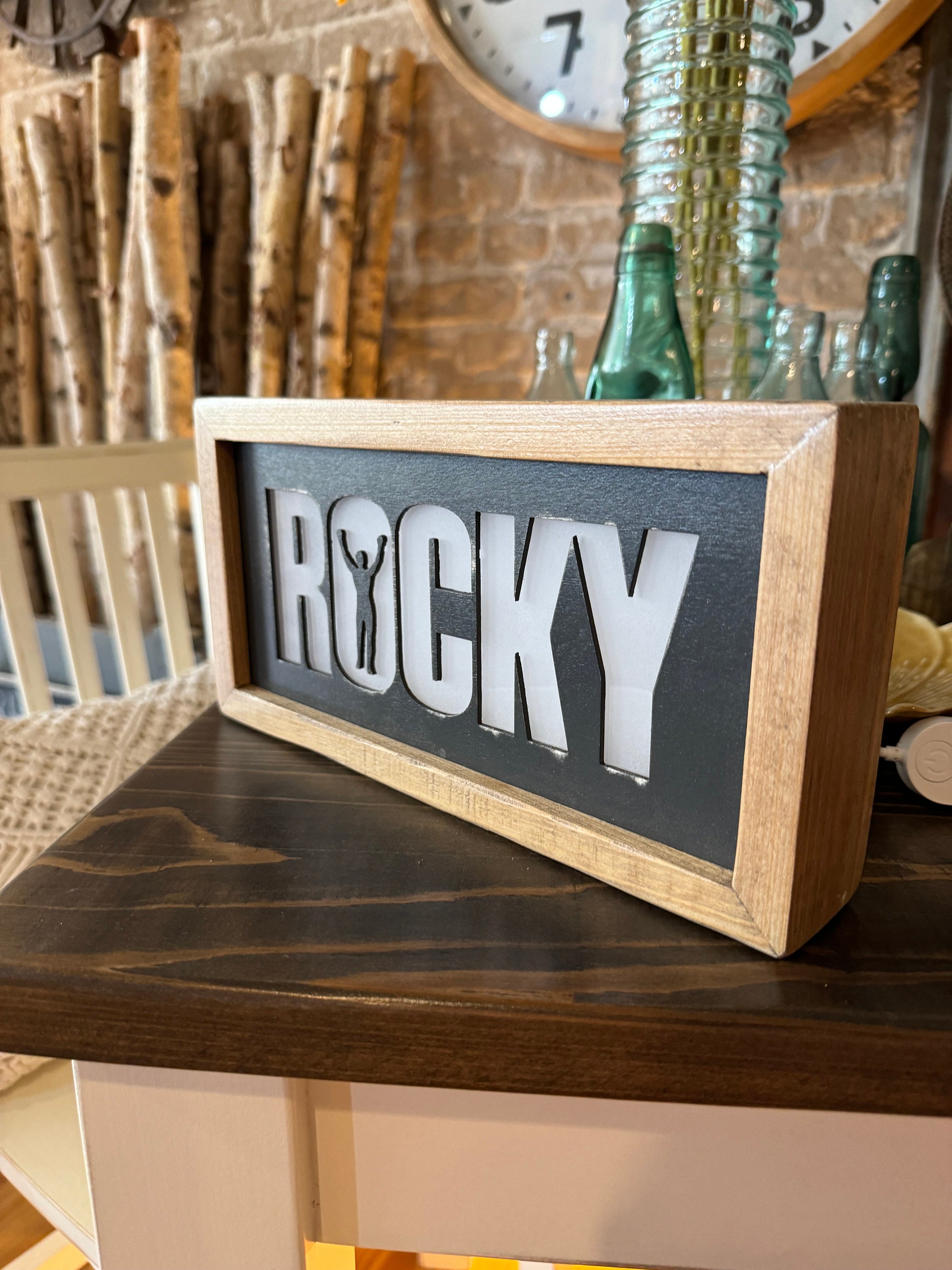 70s 80s Movie Sign Rocky,led Light Box, Gift for Him, Man Cave, Gym ...