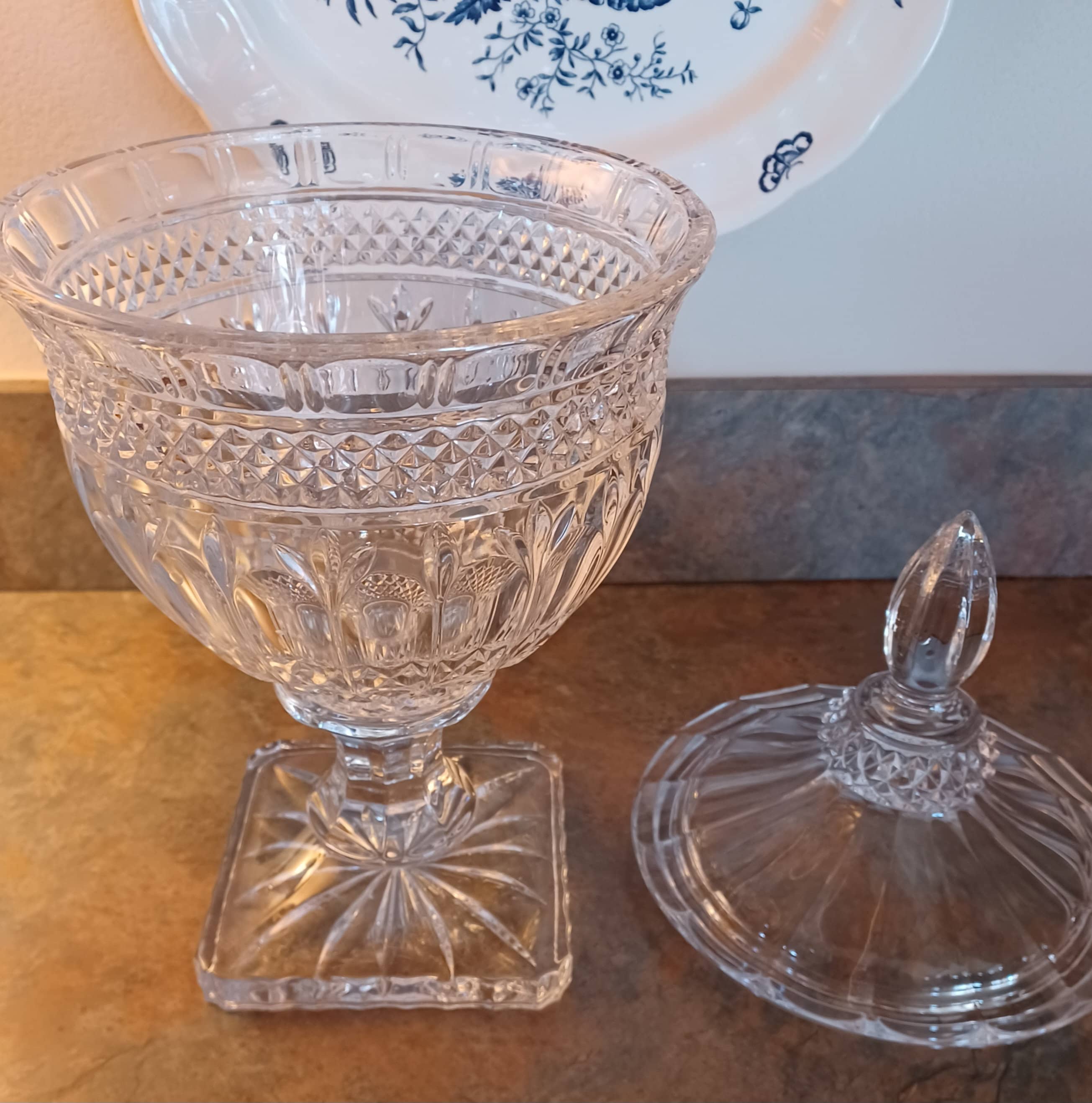 Vintage Cut Glass Compote, Covered Pedestal Dish - Etsy