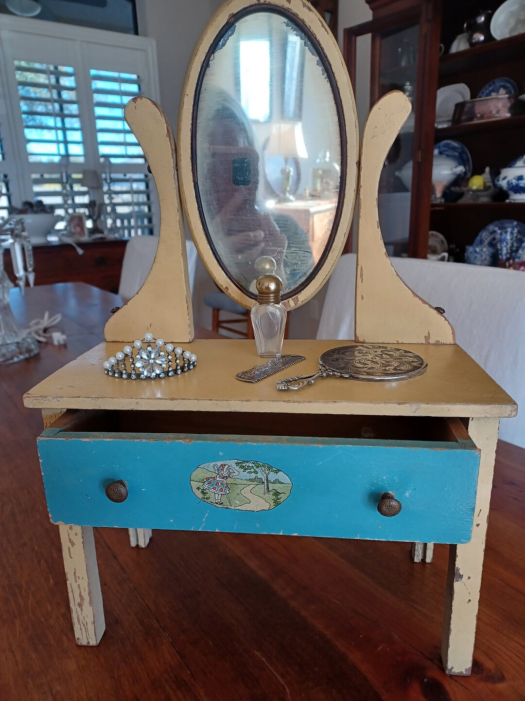 Darling Antique Child's Dolly Size Vanity Table, Sideboard Featuring ...