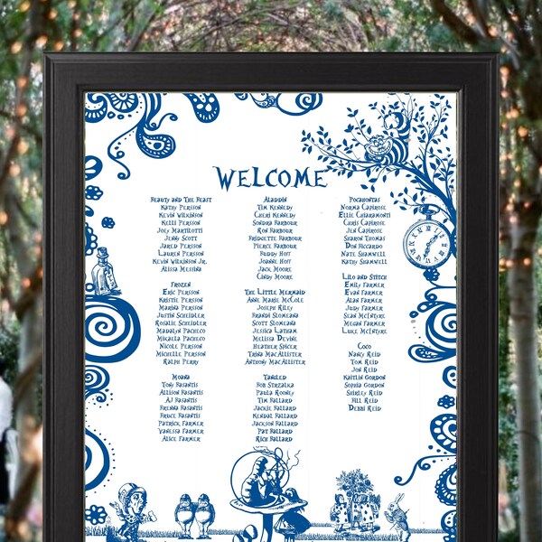 Seating Chart Alice in Wonderland - Etsy