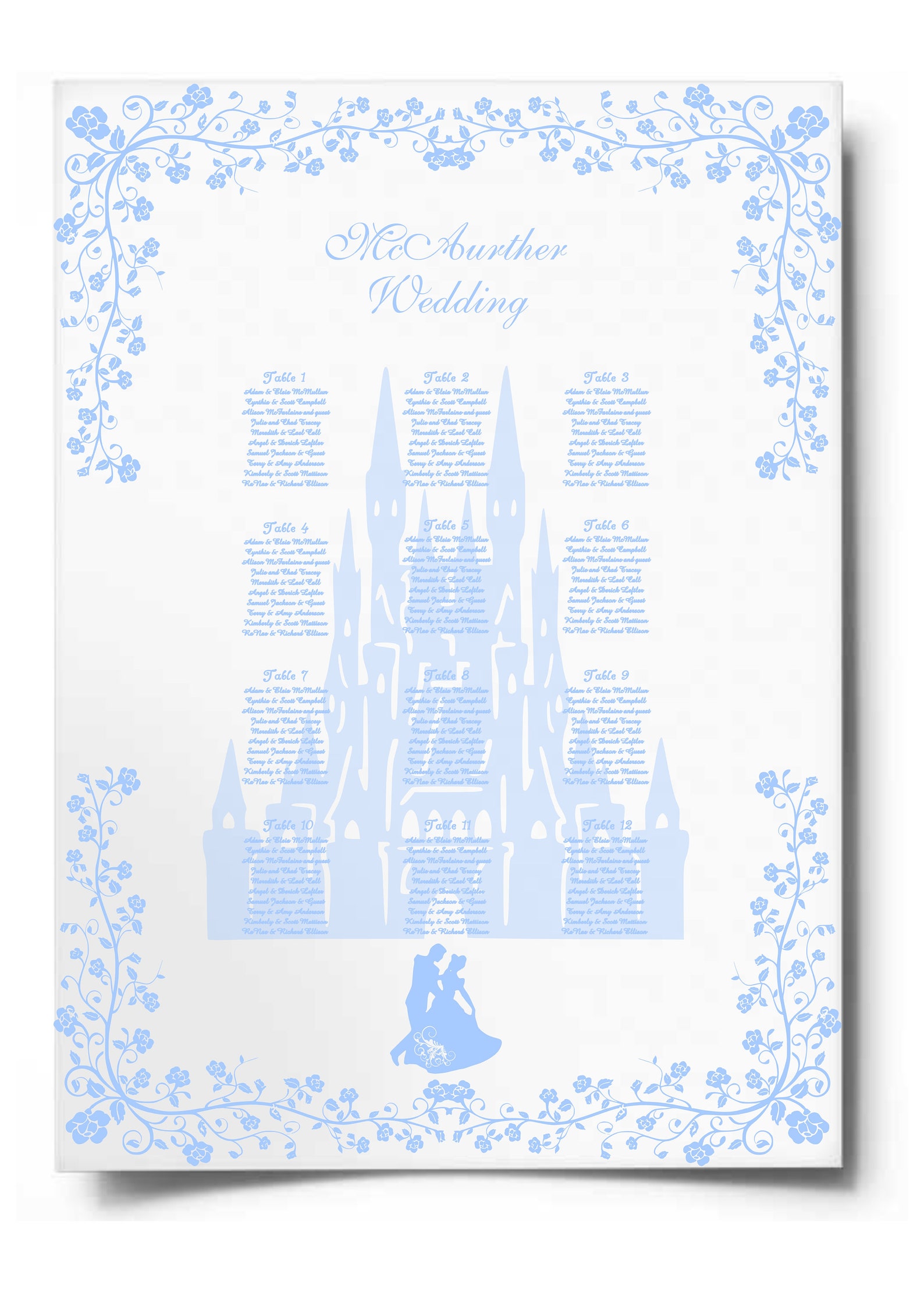 Cinderella Carriage Wedding Seating Table Sign Cinderella Seating Chart ...