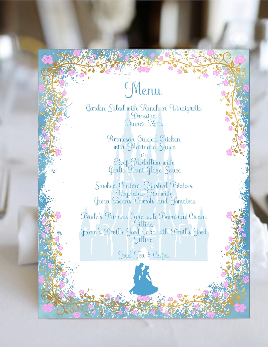 Disney Castle Table Menu Wedding Menu Guest Menu - Etsy