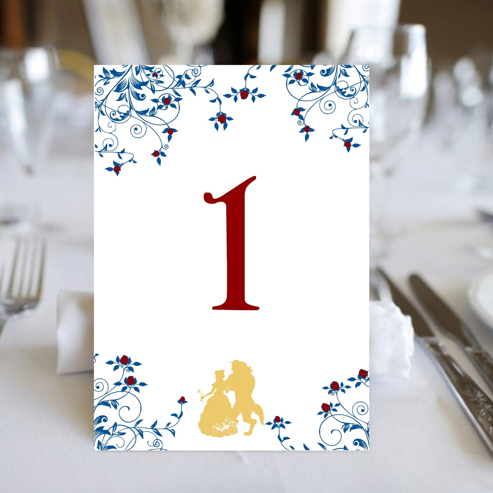 Beauty and the Beast Story Book Table Numbers - Order Only the Number ...