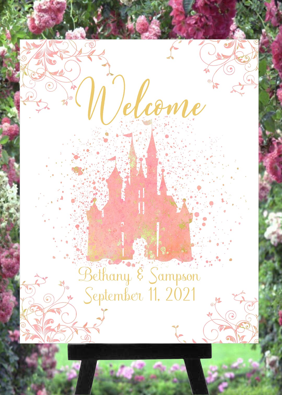 Fairy Tale Disney Castle Welcome Wedding Sign Baby Shower Welcome Sign ...