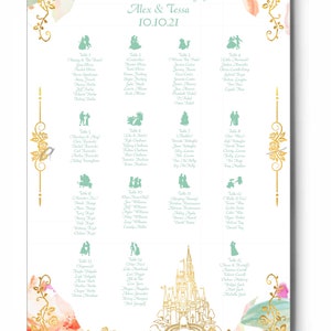 Digital Princess Wedding Seating Chart | Printable Wedding Seating ...