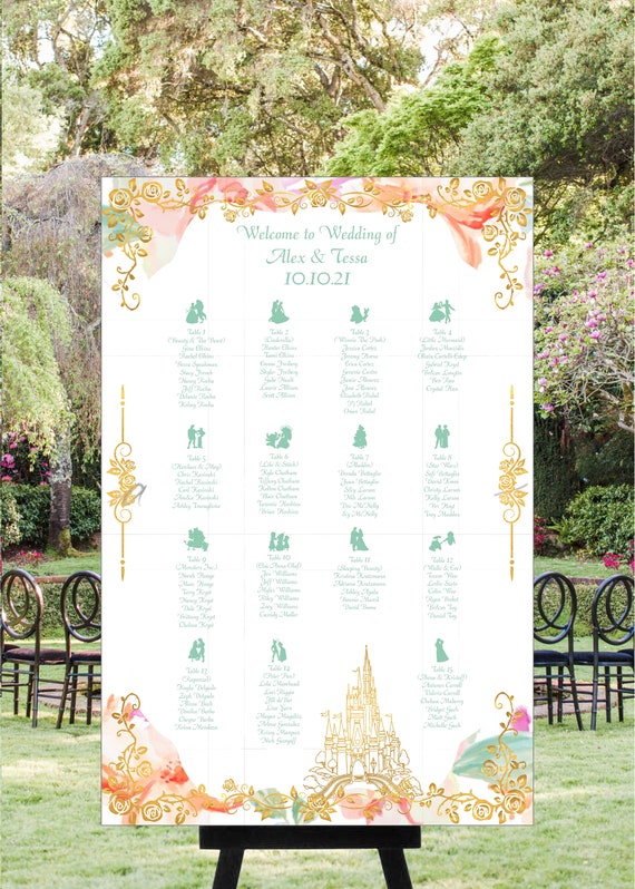 Digital Princess Wedding Seating Chart Printable Wedding - Etsy